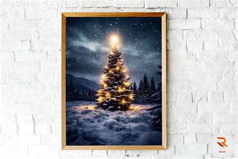 Christmas Tree Covered In Snow Wall Art Graphic By Ricco Art · Creative