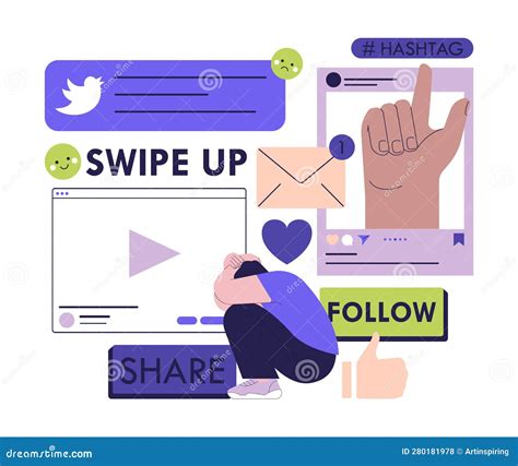 Negative Aspect And Bad Impact Of Social Media Psychological Cartoon Vector