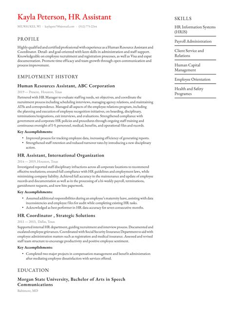 Hr Assistant Resume Example And Writing Guide