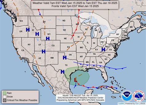 Wednesdays National Forecast Chart Critical Fire Weather Conditions