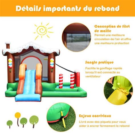 Bebeboutik COSTWAY Château Gonflable pour Enfants avec Toboggan