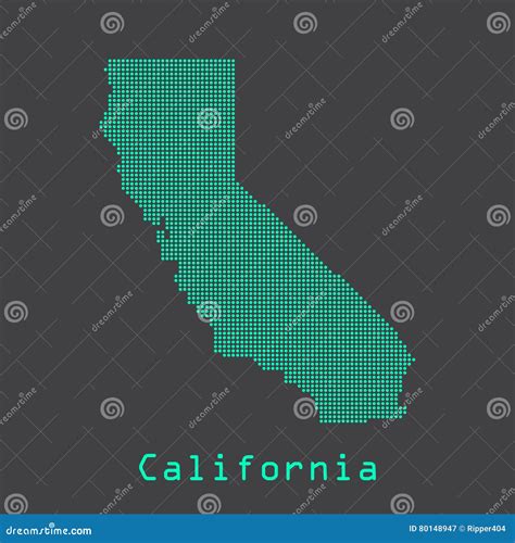 California Abstract Dots State Map Dotted Style Stock Vector