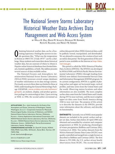Pdf The National Severe Storms Laboratory Historical Weather Data Archives Data Management And
