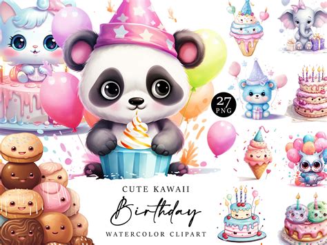 Cute Kawaii Birthday Clipart Graphic By Designscotch · Creative Fabrica