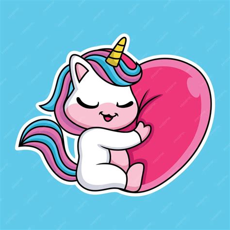 Premium Vector Unicorn Cartoon Hug Love With Cute Pose