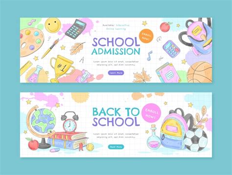 Free Vector Horizontal Banner Template For Back To School Season