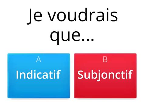Indicatif Vs Subjonctif Quiz