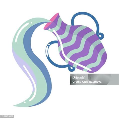 물 물병자리 조디악 기호 현대적인 스타일 다채로운 용기 0명에 대한 스톡 벡터 아트 및 기타 이미지 0명 귀여운 다중