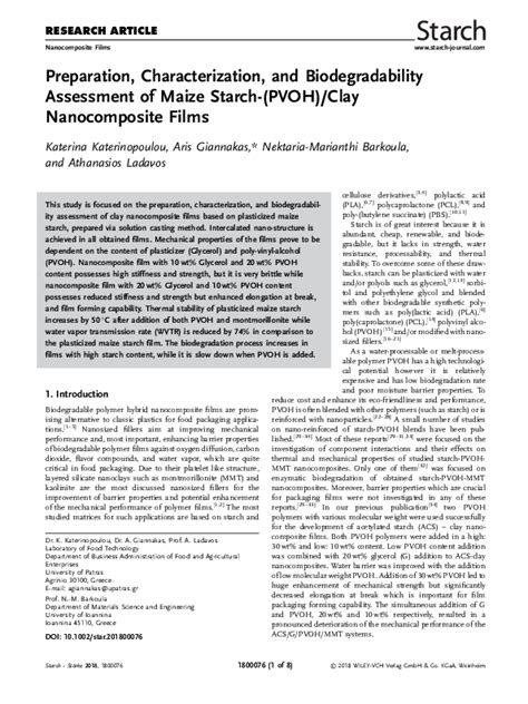 Pdf Preparation Characterization And Biodegradability Assessment Of