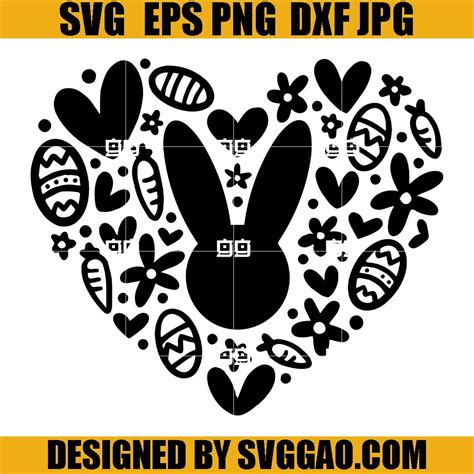 Easter Heart Svg Easter Bunny Svg Bunny Egg Heart Svg