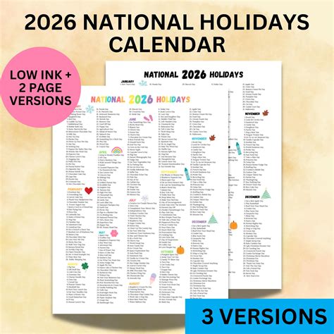 National Day Calendar 2026