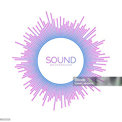 서클 음파 시각화 픽셀 화 된 음악 플레이어 이퀄라이저 방사형 오디오 신호 또는 진동 요소 음성 인식 진원지 표적 레이더 라디오 개념 벡터 Dj에 대한 스톡 벡터 아트 및