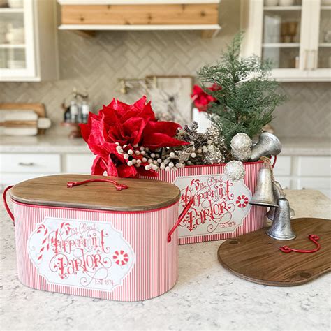 Peppermint Parlor Lidded Containers Set Of 2 Decor Steals