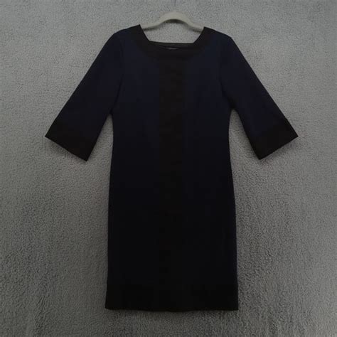 Tahari Dress Womens 4 Black Navy Color Block Tunic 34 Sleeve Basic