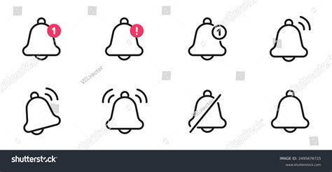 Notification Bell Icon Set Alarm Symbol Stock Vector Royalty Free