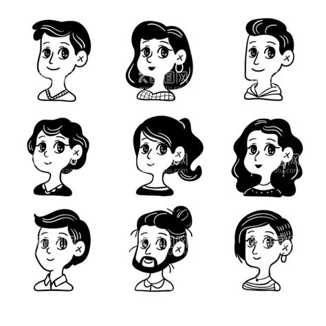 卡通人物头像 源文件下载【酷图网】卡通人物头像 简约头像 简笔画 卡通 人物形象 可爱 简约大方 男生女生 花瓣网