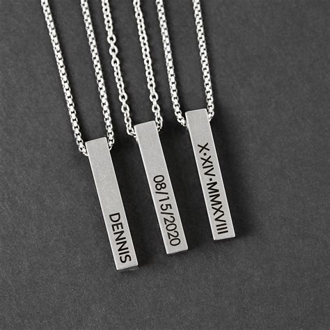 Bar Necklace Mens Necklace Customized Bar Pendant Etsy