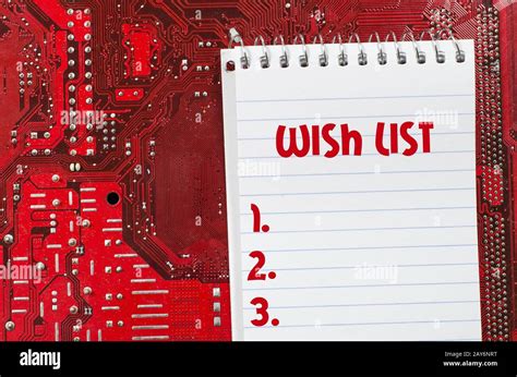 Red Old Dirty Computer Circuit Board And Wish List Text Concept Stock Photo Alamy
