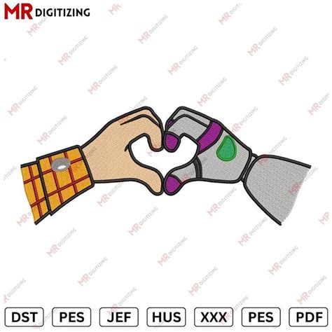 Buzz And Woody Toy Story Heart Hand Dst Pes Jef Woody Toy Story