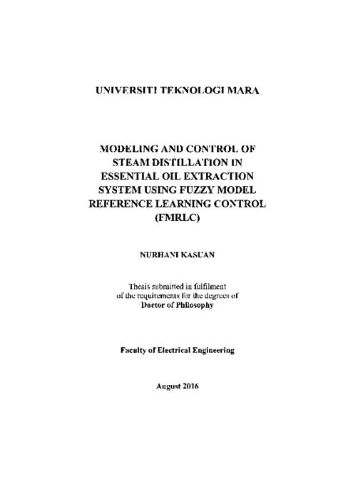 pdf modeling and control of steam distillation in essential oil