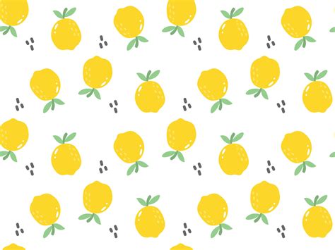 Cute Yellow Organic Lemon Seamless Pattern Repeat Tileable Background