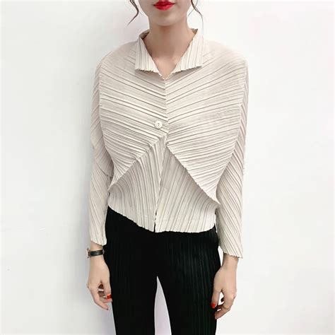 Miyake плиссированная куртка пожалуйста однотонная стоячий воротник одна пуговица длинные