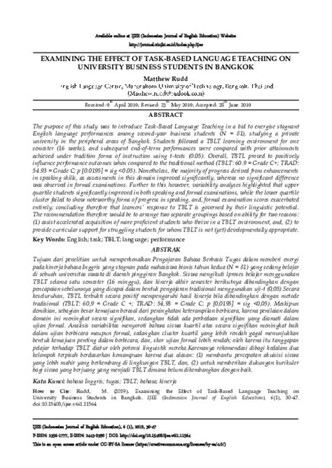 Pdf Examining The Effect Of Task Based Language Teaching On