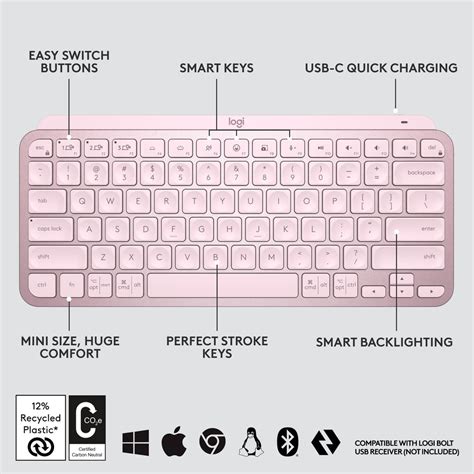 Buy Logitech Mx Keys Mini Rechargeable Bluetooth Wireless Keyboard With