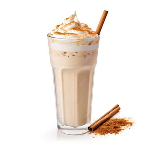 Milk Shake Com Garoa De Caramelo E Pau De Canela Isolado Em Fundo