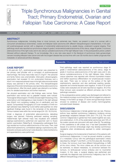 Pdf Triple Synchronous Malignancies In Genital Tract Primary