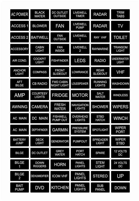 Electrical Panel Labels New 96 Black White Boat Marine Electric Panel