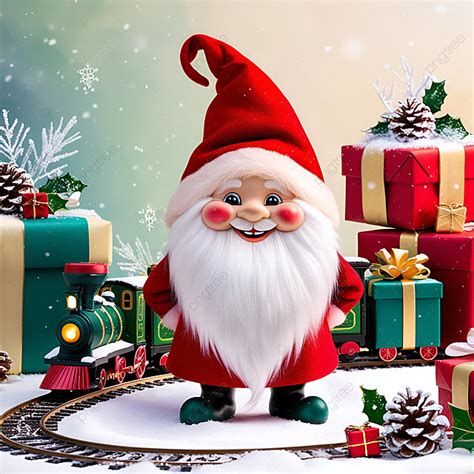 그놈 선물 눈 덮인 기차 트랙과 마법의 크리스마스 장면 크리스마스 그놈 겨울 원더 랜드 눈 덮인 트랙 배경 일러스트 및 사진 무료 다운로드 Pngtree