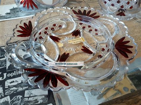 Eapg West Virginia Glass Scroll Cane Band Pattern Ruby Red Stain Butter