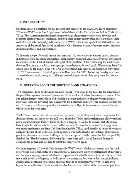 Derivative Report Group 6 Pdf Walmart Stocks