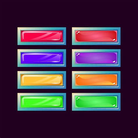 Set Of Game Ui Glossy Fantasy Diamond And Jelly Colorful Button For Gui
