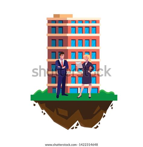 Elegant Business Couple Building Scene Stock Vector Royalty Free