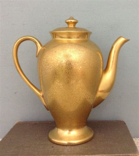Wheeling Decorating Company Gold Teapot Gold Gilt Coffeepot Etsy