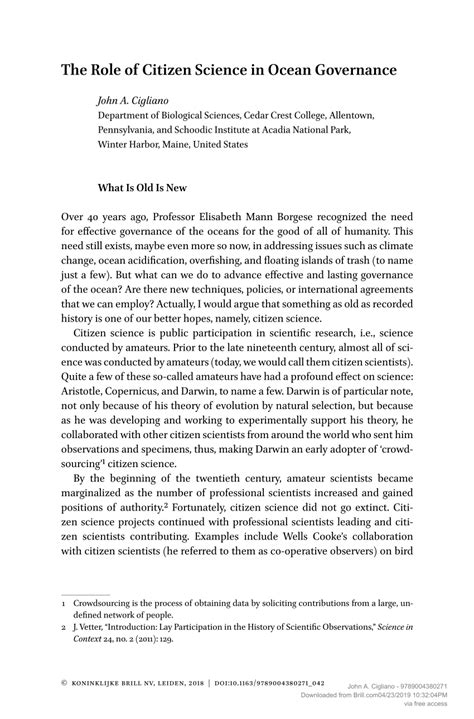Pdf The Role Of Citizen Science In Ocean Governance