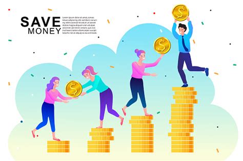 온라인 뱅킹 금융 컨설팅 저축 비즈니스 투자 회사는 공동 건설 및 현금 이익의 재배에 종사하고 성공 현대 벡터에 경력 성장 개념에 대한 스톡 벡터 아트 및 기타 이미지