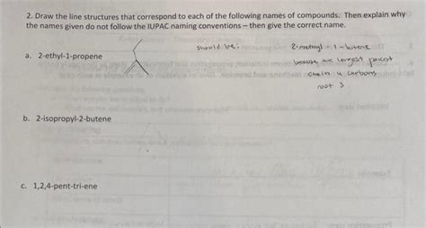 Solved Draw The Line Structures That Correspond To Each Chegg