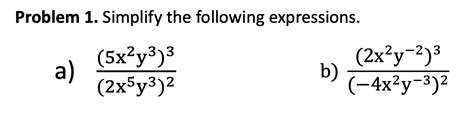 Solved Problem Simplify The Following Expressions A Chegg