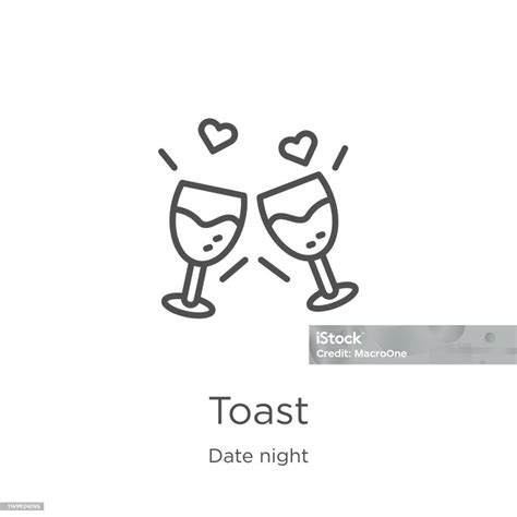 從日期之夜收集的吐司圖示向量細線吐司輪廓圖示向量插圖大綱 細線烤麵包圖示的網站設計和移動 應用程式開發向量圖形及更多含酒精飲品圖片 Istock