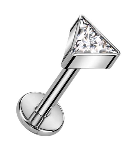 Triangle Clear Cz Titanium Internally Threaded Labret