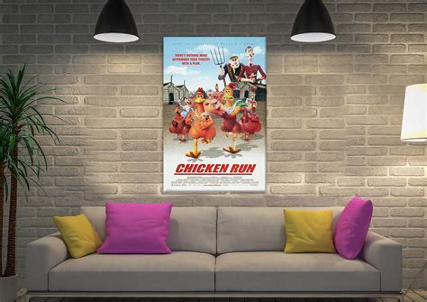 Chicken Run Movie Poster Print On Canvas Blue Horizon Prints Australia