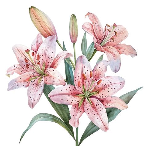 Lilies Vector Illustration In Watercolor Style Premium Ai Generated