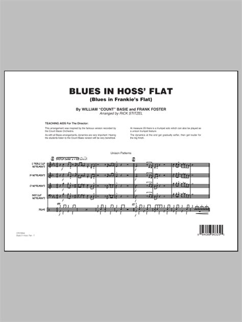 Blues In Hoss Flat Blues In Frankie S Flat Conductor Score Full