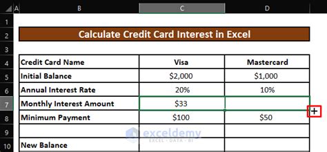 How To Calculate The Credit Card Interest In Excel 3 Steps Exceldemy