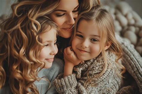 Premium Photo Woman Reading Mothers Day Card And Kissing Daughter