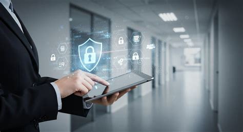 Cybersecurity On Tablet Data Protection Privacy Shield And Network Security Solutions