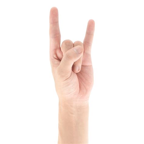 Signo De Rock N Roll Gesto De Mano Aislado Sobre Fondo Blanco Trazado